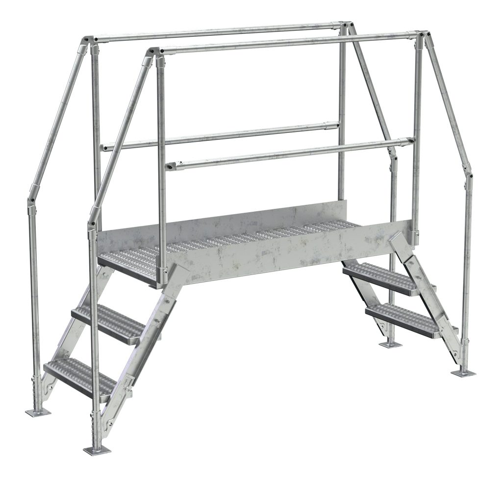 Vestil Galvanized Cross-Over Ladder 90.5X72.15 In 3 Step | Material ...